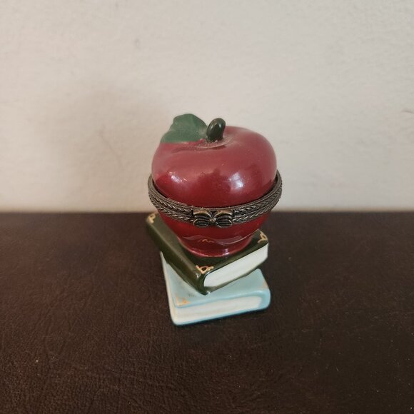Office | Vintage Ceramic Trinket Box Apple On Books | Poshmark